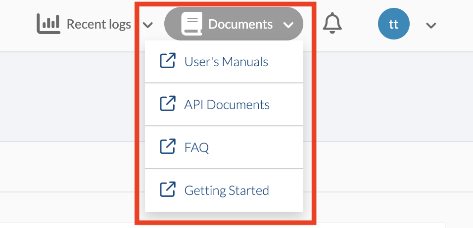 Top menu – Serverworks Support Center