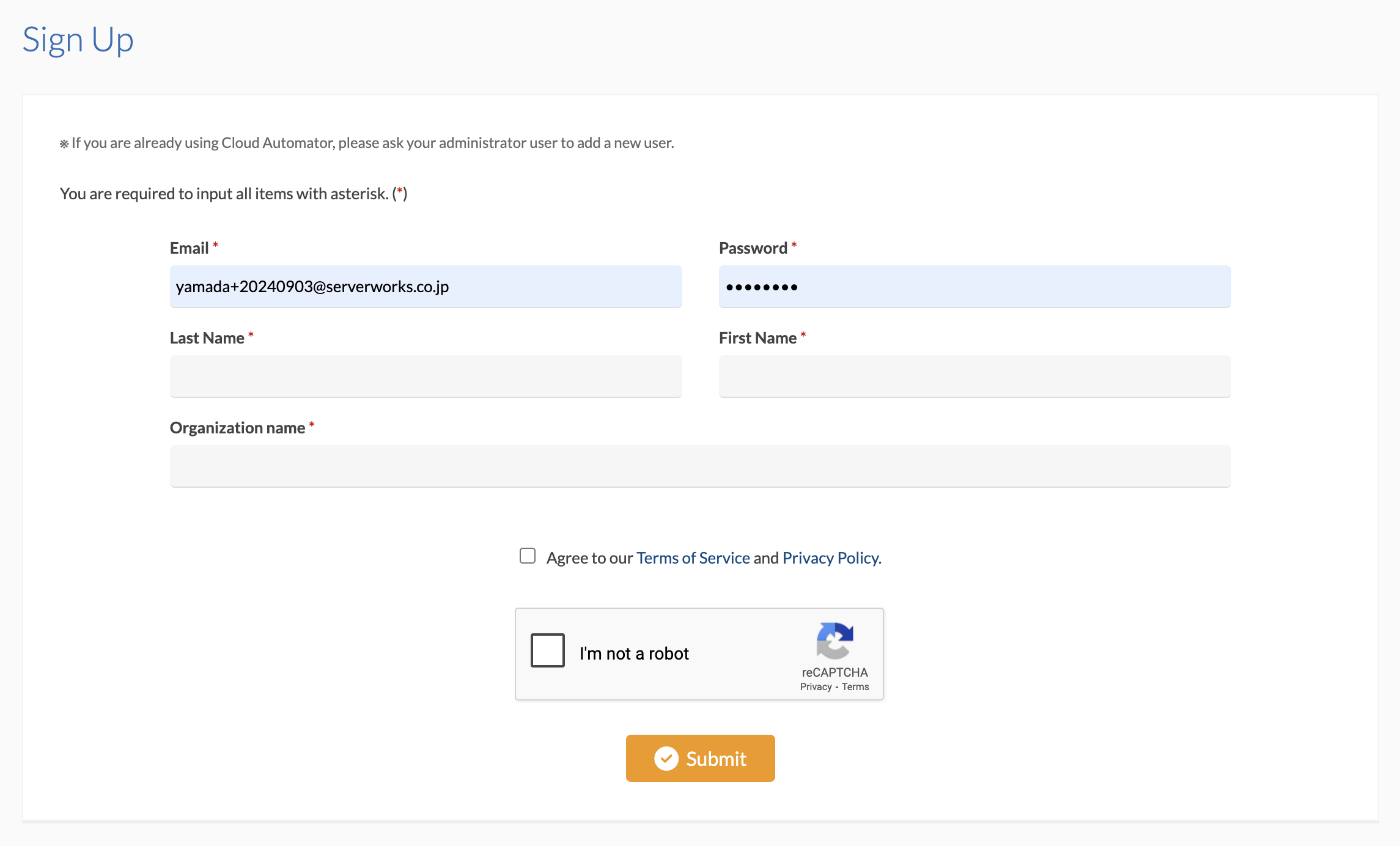 Sign Up & Sign In (AWS Marketplace) – Serverworks Support Center